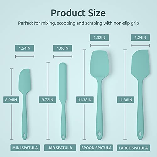 U-Taste Silicone Spatula Set with 600 Degrees Fahrenheit Heat Resistant (Teal/Aqua Sky)