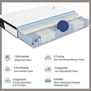 Avenco Queen Mattresses 10 Inch, Hybrid Queen Mattress Medium Firm, Queen Mattress in a Box with Gel-Infused Memory Foam & Pocketed Motion Isolation, Breathable Knit Fabric, Strong Edge Support