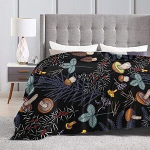 ARTIEMASTER Dark Wild Forest Mushrooms Customized Blanket Soft and Lightweight Flannel Throw Suitable for Use in Bed, Living Room and Travel 80"x60" for Audlt