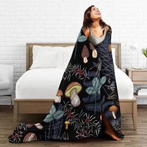 ARTIEMASTER Dark Wild Forest Mushrooms Customized Blanket Soft and Lightweight Flannel Throw Suitable for Use in Bed, Living Room and Travel 80"x60" for Audlt