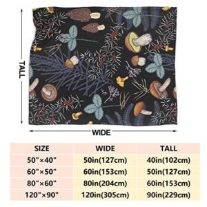 ARTIEMASTER Dark Wild Forest Mushrooms Customized Blanket Soft and Lightweight Flannel Throw Suitable for Use in Bed, Living Room and Travel 80"x60" for Audlt