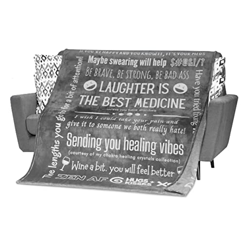 FILO ESTILO Funny Get Well Soon Gifts for Women or Men, Funny Healing Blanket, Post Surgery Gifts, Fun Recovery Presents for Sick Friends, Cheer Up and Feel Better Gifts for Women (Grey)