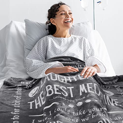 FILO ESTILO Funny Get Well Soon Gifts for Women or Men, Funny Healing Blanket, Post Surgery Gifts, Fun Recovery Presents for Sick Friends, Cheer Up and Feel Better Gifts for Women (Grey)