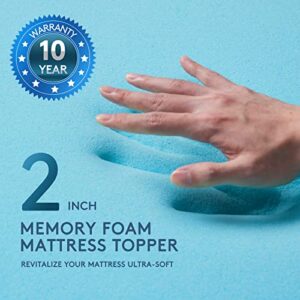 HYLEORY Dual Layer 4 Inch Memory Foam Mattress Topper Queen Size, Breathable & Medium Support, 2 Inch Cooling Gel Memory Foam & 2 Inch Bamboo Pillow Top Mattress Pad Cover for Back Pain