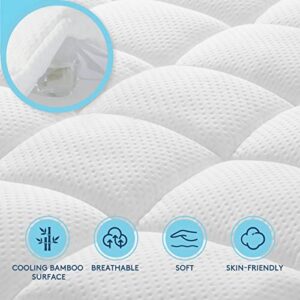 HYLEORY Dual Layer 4 Inch Memory Foam Mattress Topper Queen Size, Breathable & Medium Support, 2 Inch Cooling Gel Memory Foam & 2 Inch Bamboo Pillow Top Mattress Pad Cover for Back Pain