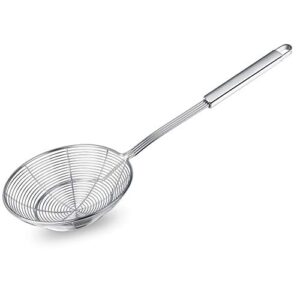 spider strainer skimmer, swify stainless steel asian strainer ladle frying spoon with handle for kitchen deep fryer, pasta, spaghetti, noodle, 5.5 inch