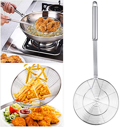 Spider Strainer Skimmer, Swify Stainless Steel Asian Strainer Ladle Frying Spoon with Handle for Kitchen Deep Fryer, Pasta, Spaghetti, Noodle, 5.5 Inch