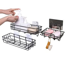 notybeybie 3-pack shower caddy shelf storage rack organizer, rustproof black bathroom shower storage organizer for bathroom, washroom, restroom, shower, toilet, kitchen