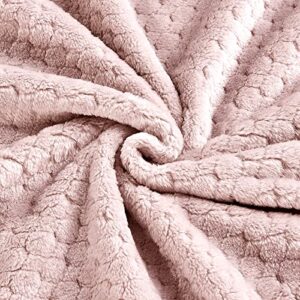 Mocaletto Waffle Textured Extra Large Fleece Blanket,300GSM Jacquard Pattern Breathable Decorative Blanket for Couch Sofa Bed,Super Cozy and Comfy for All Seasons(Pink,60 * 80inch)