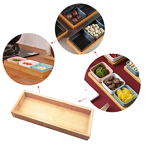 Natural Wood Tray, Slip-Resistant Wooden Bathroom Tray & Kitchen Decor Wood Holder Organizer