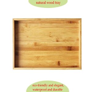 Natural Wood Tray, Slip-Resistant Wooden Bathroom Tray & Kitchen Decor Wood Holder Organizer