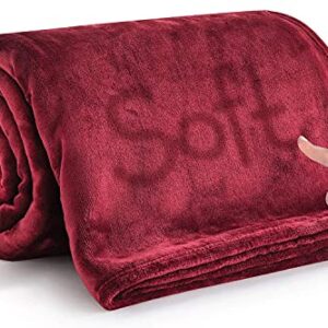 MOONLIGHT20015 Silk Touch Warm Fleece Throw Blankets - 400 GSM Throws for Sofa Fluffy Blanket Bed Throw for Bedroom, Couch, Travel (Burgundy, Twin 60" x 80")