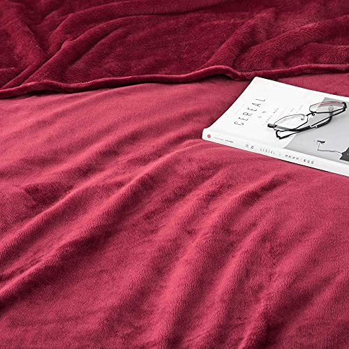 MOONLIGHT20015 Silk Touch Warm Fleece Throw Blankets - 400 GSM Throws for Sofa Fluffy Blanket Bed Throw for Bedroom, Couch, Travel (Burgundy, Twin 60" x 80")