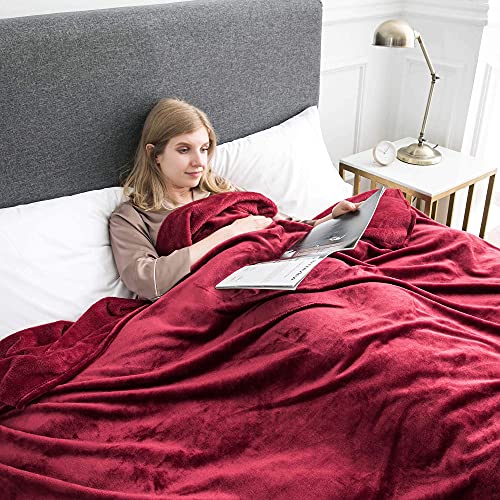 MOONLIGHT20015 Silk Touch Warm Fleece Throw Blankets - 400 GSM Throws for Sofa Fluffy Blanket Bed Throw for Bedroom, Couch, Travel (Burgundy, Twin 60" x 80")