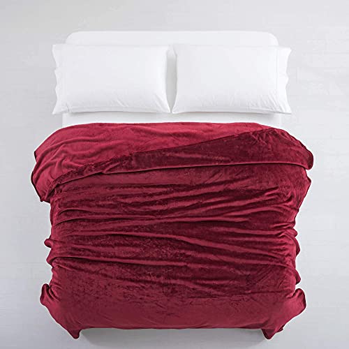 MOONLIGHT20015 Silk Touch Warm Fleece Throw Blankets - 400 GSM Throws for Sofa Fluffy Blanket Bed Throw for Bedroom, Couch, Travel (Burgundy, Twin 60" x 80")