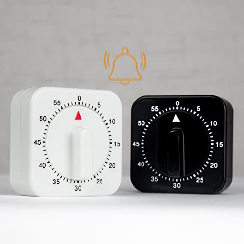 aGIOGIO 2-Pack Square 60 Minute Mechanical Kitchen Timer,Chef Cooking Timer Clock with Loud Alarm,No Batteries Required - Kitchen Learning Management Timer Magnetic Backing with Fridge Magnets