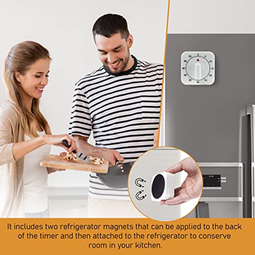 aGIOGIO 2-Pack Square 60 Minute Mechanical Kitchen Timer,Chef Cooking Timer Clock with Loud Alarm,No Batteries Required - Kitchen Learning Management Timer Magnetic Backing with Fridge Magnets