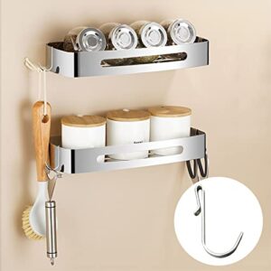 UFURMATE Shelf Basket Rack Hooks, 20Pcs Stainless Steel Shower Basket Hooks Shower Caddy Shelf Basket Rack Hooks for Hanging Sponge Washcloth Luffa (Silver)