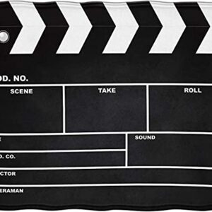 Jekeno Movie Clapboard Blanket Double Sided Print Throw Blanket Lightweight Durable Cozy for Movie Lover Adult Gift Black 50"x60"