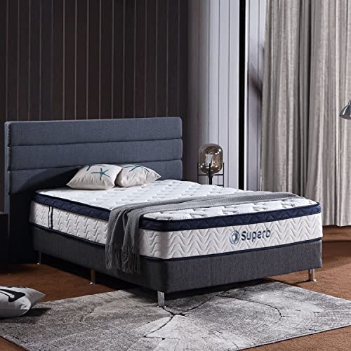 BEDBOSS-Superb Queen Mattress | 3-Layered Cool Gel Memory Foam Mattress Queen | Super Soft & Comfort | Encased Individual Pocketed Mattress | Pressure Relief | High Density Border Foam-65"L x15"Wx15"T