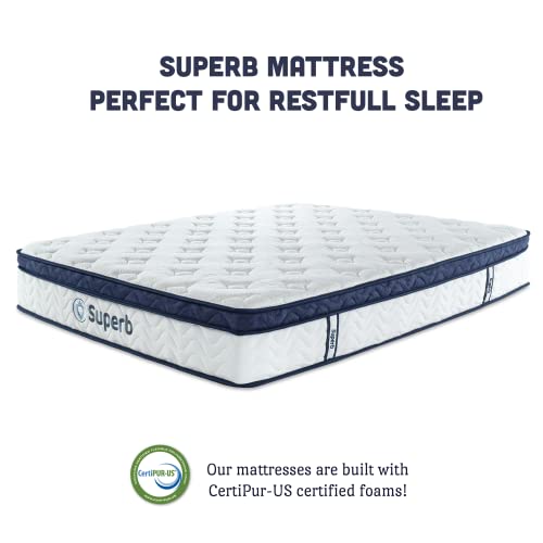 BEDBOSS-Superb Queen Mattress | 3-Layered Cool Gel Memory Foam Mattress Queen | Super Soft & Comfort | Encased Individual Pocketed Mattress | Pressure Relief | High Density Border Foam-65"L x15"Wx15"T