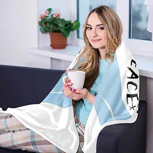 Peace Symbol and Dove Prints Soft Warm Cozy Blanket Throw for Bed Couch Sofa Picnic Camping Beach, 150×100cm