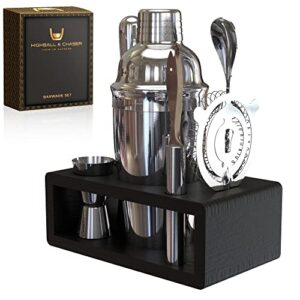 Highball & Chaser Cocktail Shaker Set: Bartender Kit for Home Bar Mixology Cocktail Bar Set Plus E-Book with 30 Recipes (Silver)