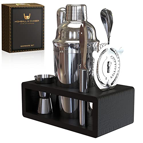 Highball & Chaser Cocktail Shaker Set: Bartender Kit for Home Bar Mixology Cocktail Bar Set Plus E-Book with 30 Recipes (Silver)