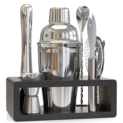 Highball & Chaser Cocktail Shaker Set: Bartender Kit for Home Bar Mixology Cocktail Bar Set Plus E-Book with 30 Recipes (Silver)