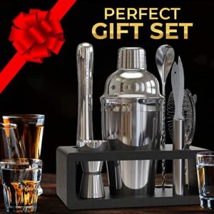 Highball & Chaser Cocktail Shaker Set: Bartender Kit for Home Bar Mixology Cocktail Bar Set Plus E-Book with 30 Recipes (Silver)