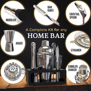 Highball & Chaser Cocktail Shaker Set: Bartender Kit for Home Bar Mixology Cocktail Bar Set Plus E-Book with 30 Recipes (Silver)