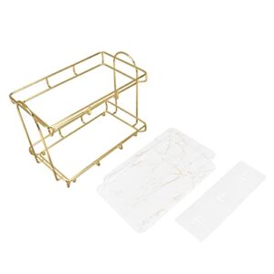 FTVOGUE 2-Tier Shelf Organizer Bathroom Countertop Rack Large Capacity Golden Bathroom Countertop Rack Storage Tray for Home Hotel Bedroom