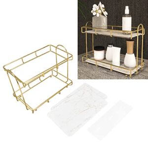 FTVOGUE 2-Tier Shelf Organizer Bathroom Countertop Rack Large Capacity Golden Bathroom Countertop Rack Storage Tray for Home Hotel Bedroom