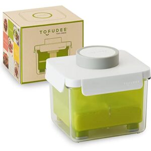 tofudee tofu press with auto intellispring. patent adjustable vegan tofu presser for speed up draining water from all types of pressed tofu without crack