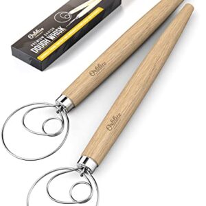 ORBLUE Premium Danish Dough Whisk - 2 Pack LARGE 13.5" Dutch Whisk with Stainless Steel Ring - Danish Whisk for Bread, Pastry or Pizza Dough - Baking Tool Alternative to a Blender, Mixer or Hook