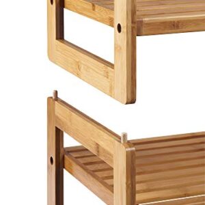 TRINITY Basics EcoStorage 2-Tier Bamboo Shoe Organizer, Shoe Rack for Closet or Entryway Stores Up to 12 Pairs of Boots, Sneakers, Heels, and More, Natural Finish, 2-Pack