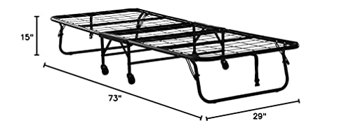 DHP Levy Folding Guest Bed with Metal Frame & 4 Inch Mattress, Twin, Black