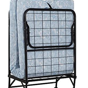 DHP Levy Folding Guest Bed with Metal Frame & 4 Inch Mattress, Twin, Black