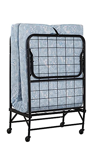 DHP Levy Folding Guest Bed with Metal Frame & 4 Inch Mattress, Twin, Black