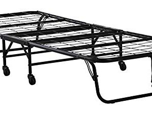 DHP Levy Folding Guest Bed with Metal Frame & 4 Inch Mattress, Twin, Black