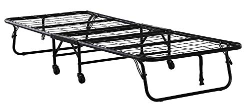 DHP Levy Folding Guest Bed with Metal Frame & 4 Inch Mattress, Twin, Black