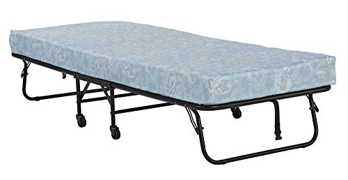 DHP Levy Folding Guest Bed with Metal Frame & 4 Inch Mattress, Twin, Black