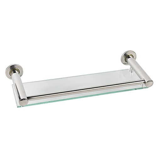 erddcbb Bathroom Shelves Bathroom Shelves Glass Shelf with Polished Chrome Bracket 8MM Thick Tempered Glass Storage Caddy Basket Screw Installation Bathroom Furniture (Size : 50cm)