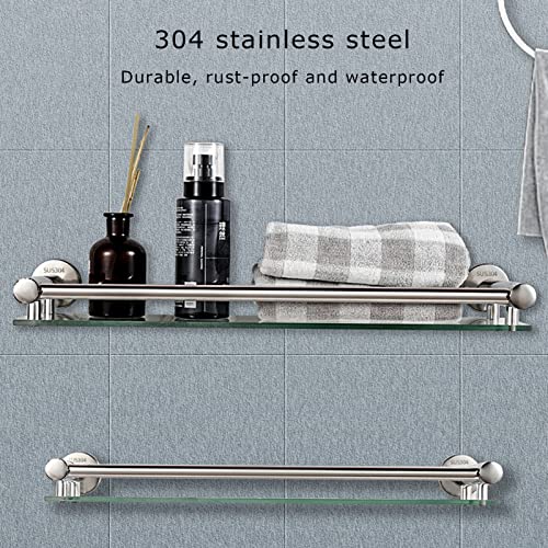 erddcbb Bathroom Shelves Bathroom Shelves Glass Shelf with Polished Chrome Bracket 8MM Thick Tempered Glass Storage Caddy Basket Screw Installation Bathroom Furniture (Size : 50cm)