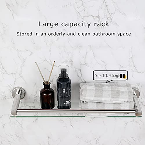 erddcbb Bathroom Shelves Bathroom Shelves Glass Shelf with Polished Chrome Bracket 8MM Thick Tempered Glass Storage Caddy Basket Screw Installation Bathroom Furniture (Size : 50cm)