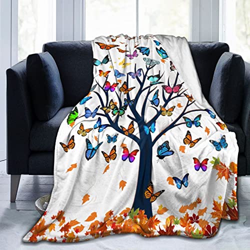 Butterfly Blanket Soft Lightweight Flannel Fleece Cartoon Throw Blankets Bedding for Bed Sofa Couch Chair Travel 50"X40"