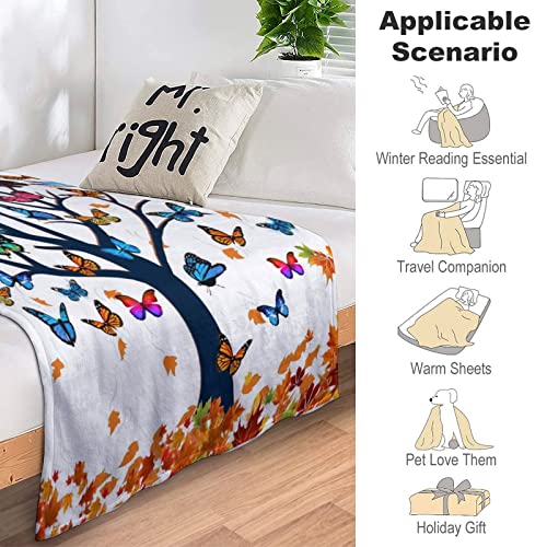 Butterfly Blanket Soft Lightweight Flannel Fleece Cartoon Throw Blankets Bedding for Bed Sofa Couch Chair Travel 50"X40"