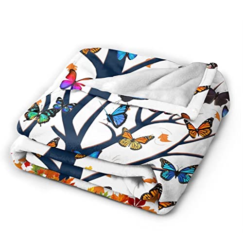 Butterfly Blanket Soft Lightweight Flannel Fleece Cartoon Throw Blankets Bedding for Bed Sofa Couch Chair Travel 50"X40"