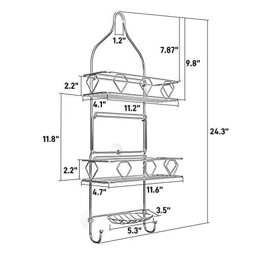 GeekDigg Lid Organizer for Plastic Lids for Cabinet, with 6 Adjustable Dividers & Bathroom Hanging Shower Head Caddy Organizer, Three Tier, Rust Proof Premium Hanger Design With Suction Cups, Hooks