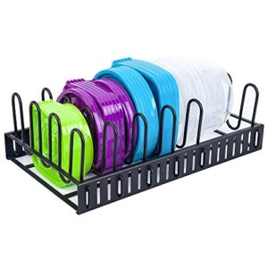 GeekDigg Lid Organizer for Plastic Lids for Cabinet, with 6 Adjustable Dividers & Bathroom Hanging Shower Head Caddy Organizer, Three Tier, Rust Proof Premium Hanger Design With Suction Cups, Hooks